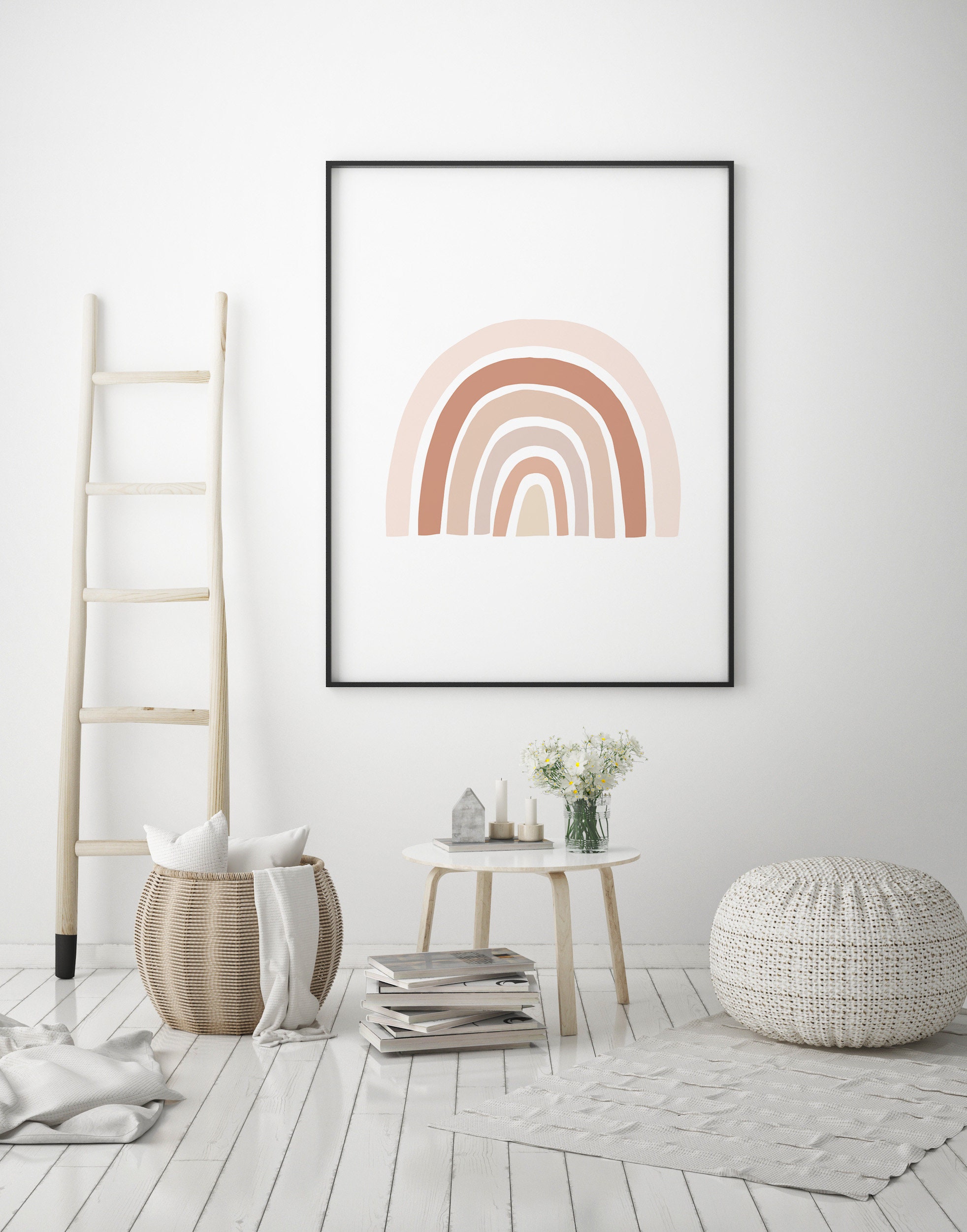 Neutral Rainbow Wall Art Print Boho Nursery Decor Gender Neutral Art ...