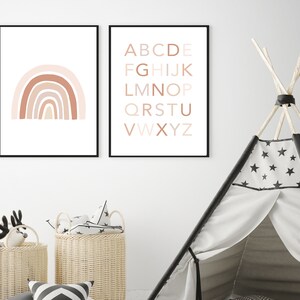 Neutral Nursery Print Set of 2 Rainbow Poster Modern Alphabet Print ...