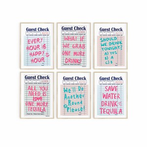 Guest Check Poster Print Set of 12, Trendy Wall Art, Retro Prints ...