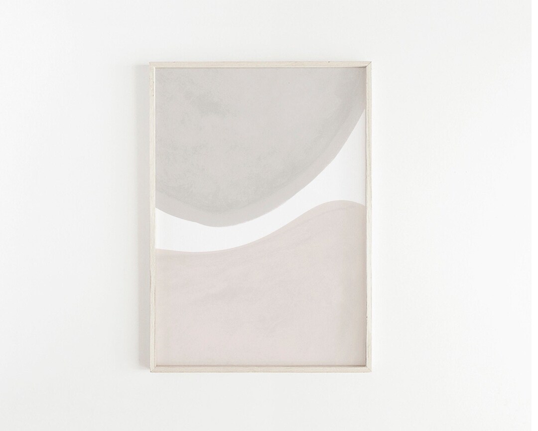 Neutral Abstract Print, Minimalist Art, Abstract Watercolor Shapes Mid ...