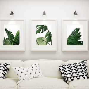 3 Piece Wall Art Tropical Leaves Printable Art Set of 3 Prints ...