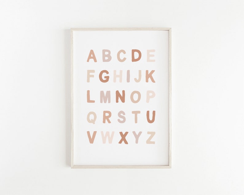 Neutral Rainbow Wall Art Set of 3 Prints Muted Alphabet Poster Gender ...