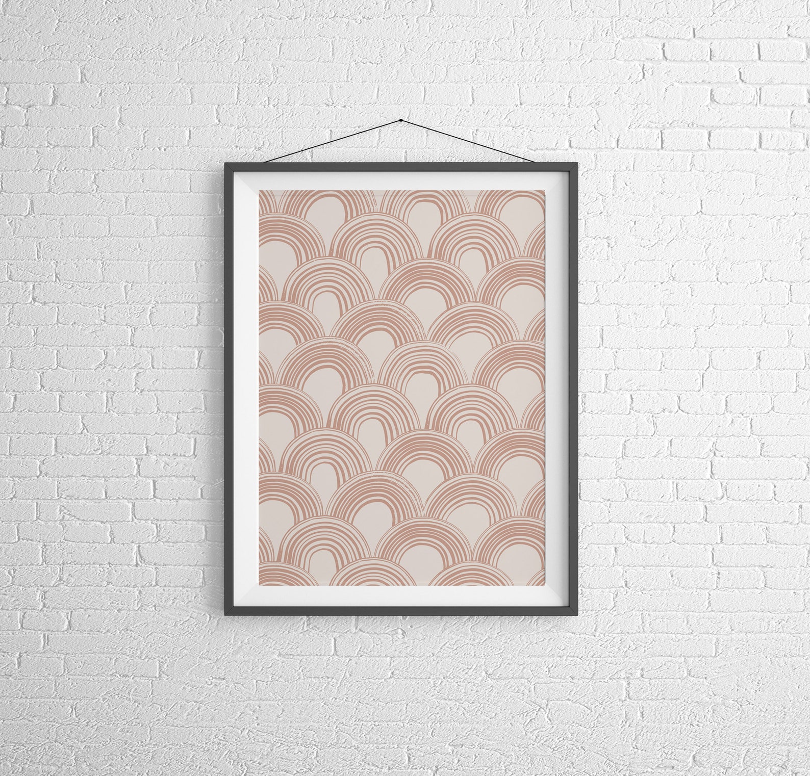 Rainbow Drawing Boho Rainbow Art Earth tones Print | Etsy