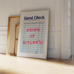 Guest Check Poster Print Set of 12, Trendy Wall Art, Retro Prints ...