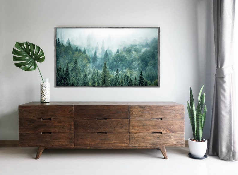 Frame TV Art Blue Green Forest Pine Trees Samsung Digital - Etsy