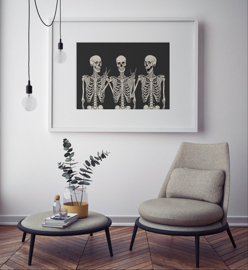 Halloween Printable Wall Art Halloween Decor Funny Skeleton - Etsy