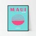 Maui Hawaii Travel Poster Print, Preppy Room Decor, Pink Blue Wall Art ...