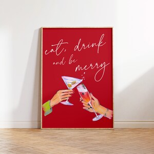 Christmas Party Sign, Holiday Bar Cart Print, Cheers Printable Sign ...