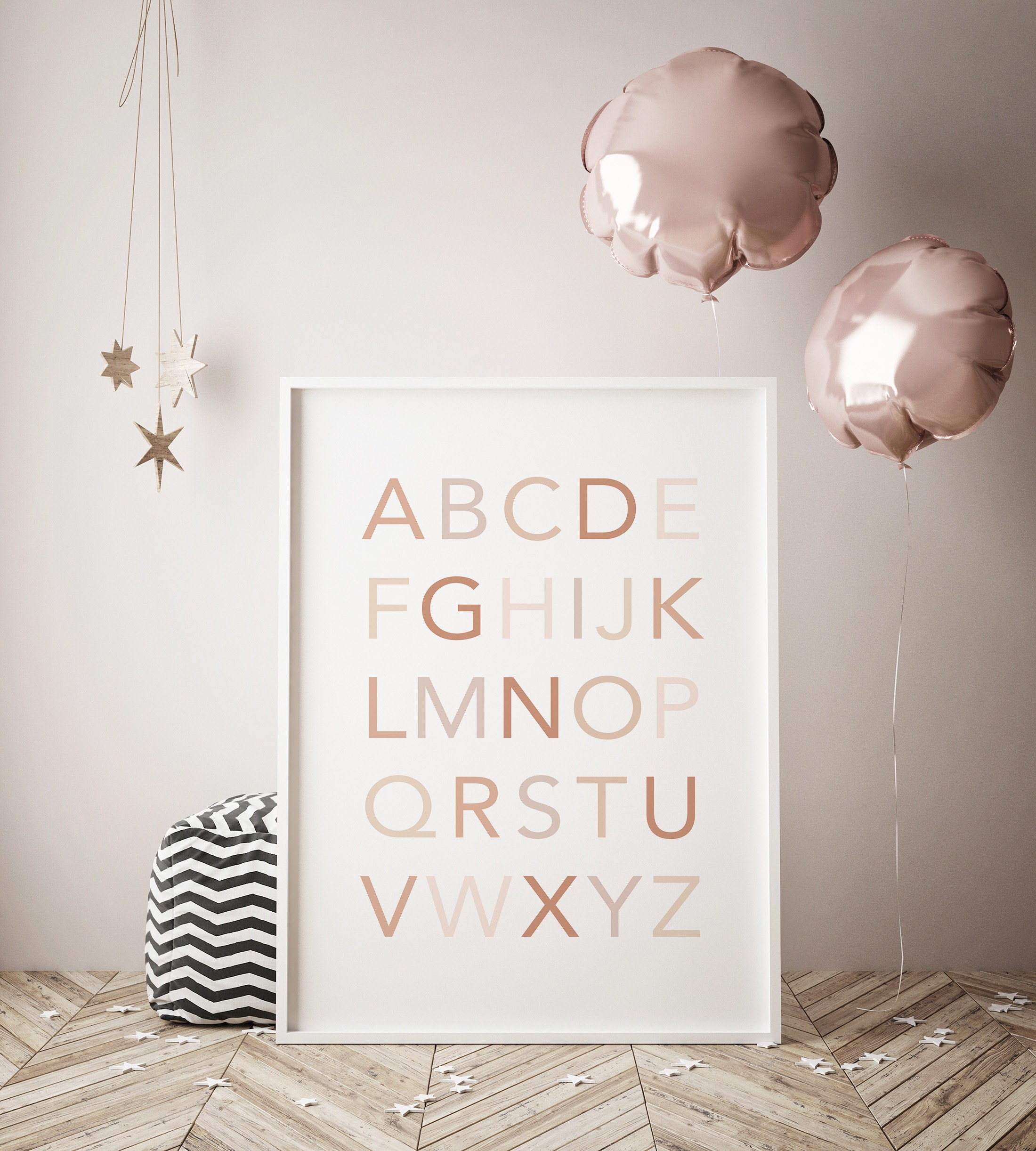 Large Alphabet Print Neutral Alphabet Poster Printable Wall - Etsy