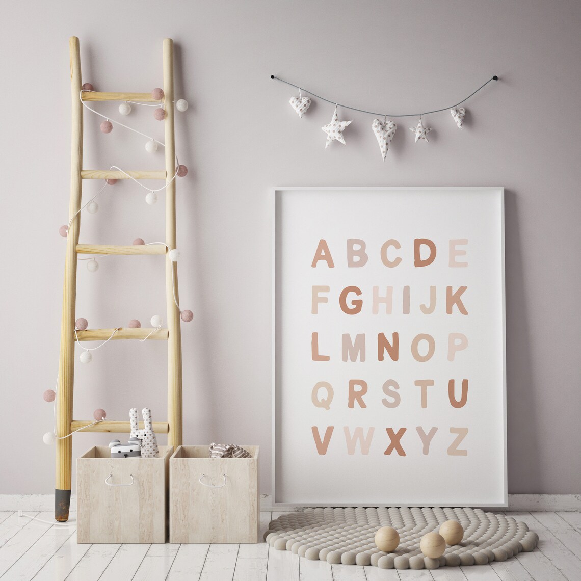 Neutral Alphabet Poster Printable Wall Art Nursery Decor | Etsy