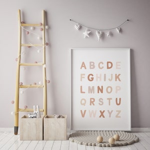 Neutral Alphabet Poster Printable Wall Art Nursery Decor Classroom ...