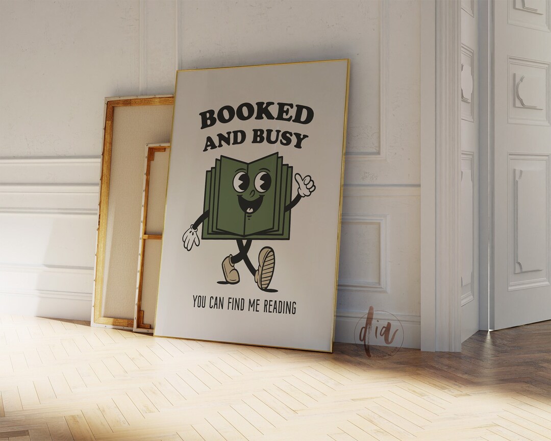 Retro Reading Poster, Classroom Wall Art, Vintage Book Cartoon, Mascot ...