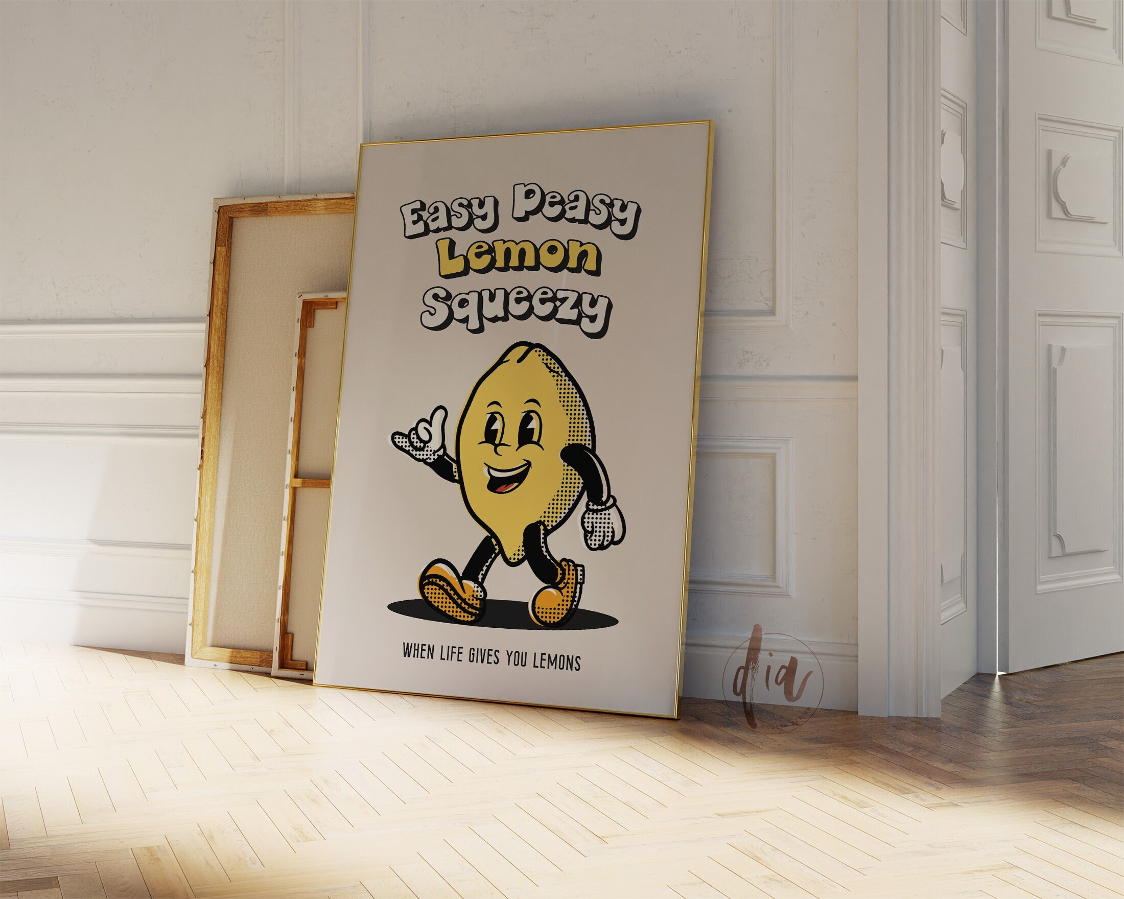 Retro Character Print, Easy Peasy Lemon Squeezy, DIGITAL Retro Lemon ...