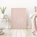 Blush Pink Line Art Face Illustration Fashion Print Bedroom Decor ...