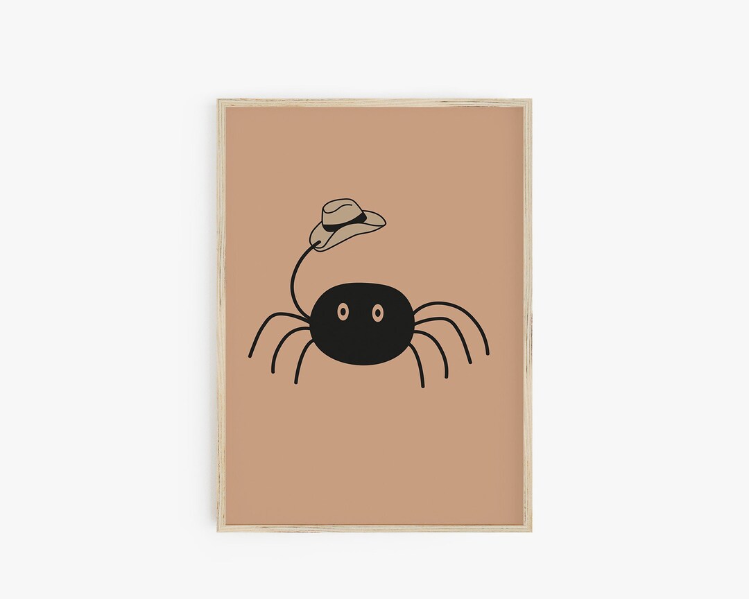 Spider Print, Halloween Printable, Spider W Cowboy Hat, Western Themed ...