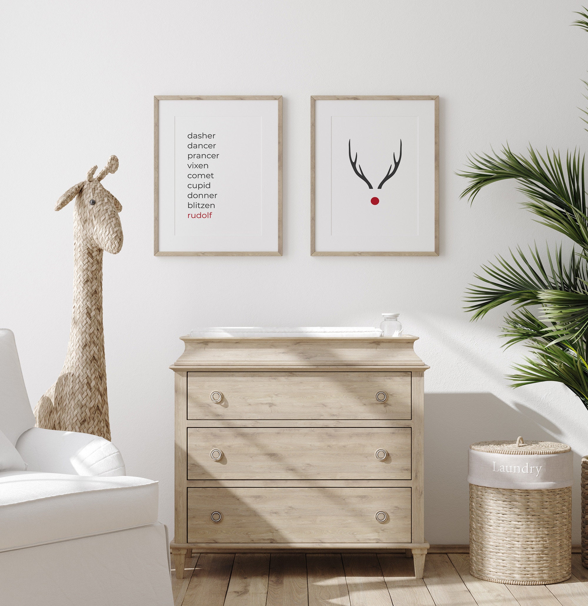 Rudolf Print Set of 2 Prints Printable Reindeer Names - Etsy