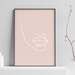 Blush Pink Line Art Face Illustration Fashion Print Bedroom Decor ...