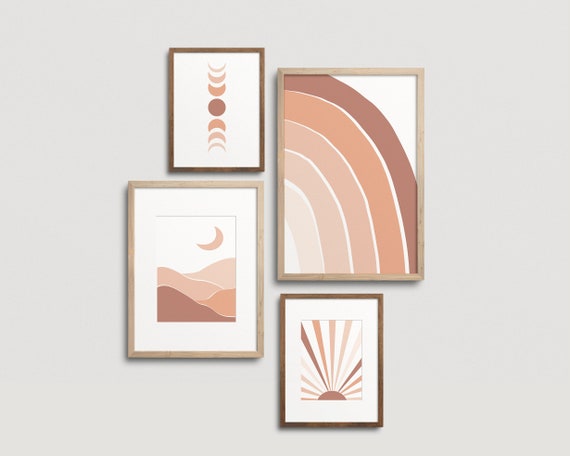 Digital Muted Color Print Textile Art Boho Nursery Decor. Wall Prints ...