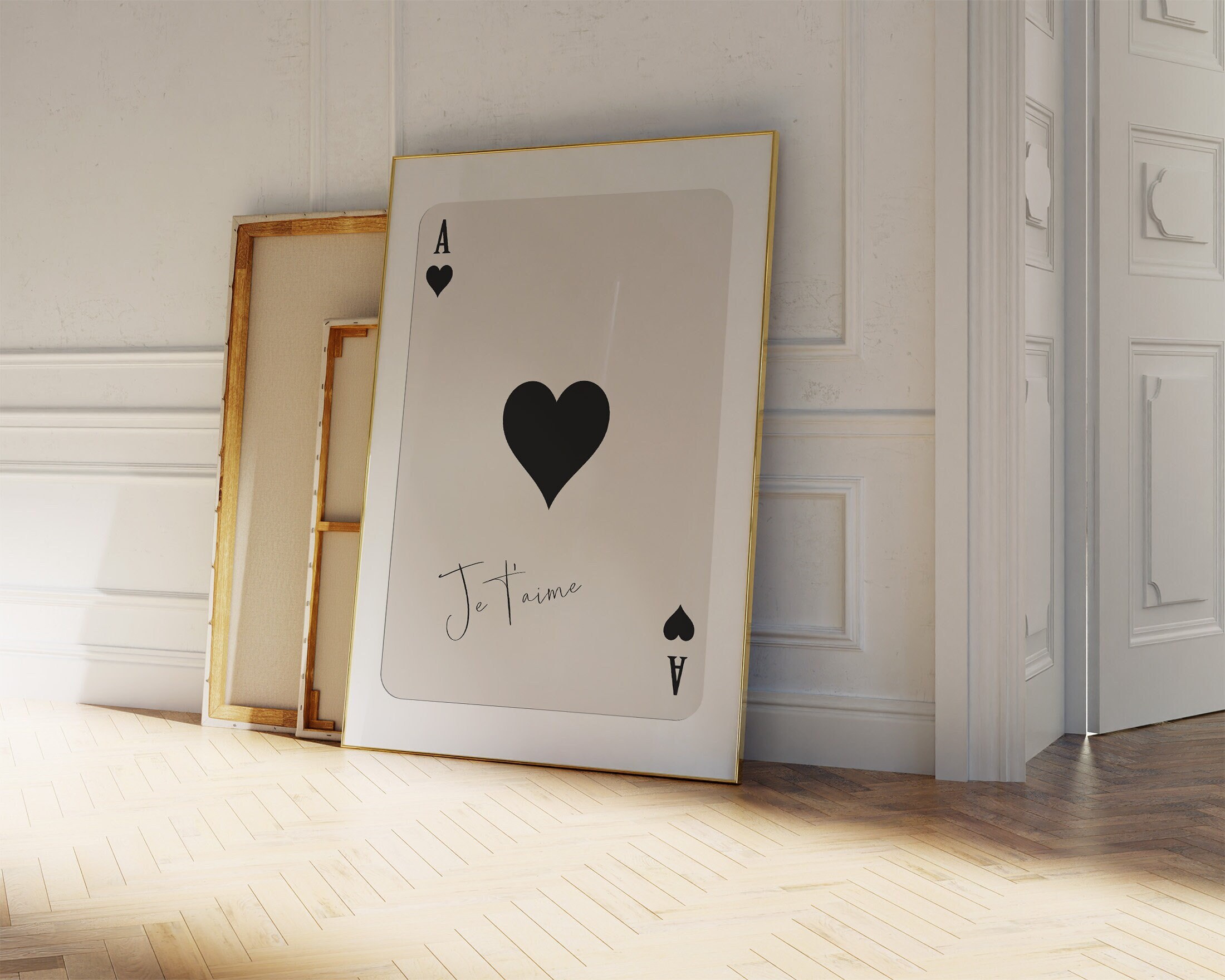 Trendy Poster Je T'aime Black Ace of Hearts Art Print, Playing Card ...