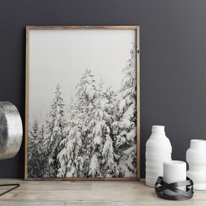 Snowy Trees Print Nordic Wall Art Prints Winter Decor Snow Covered ...