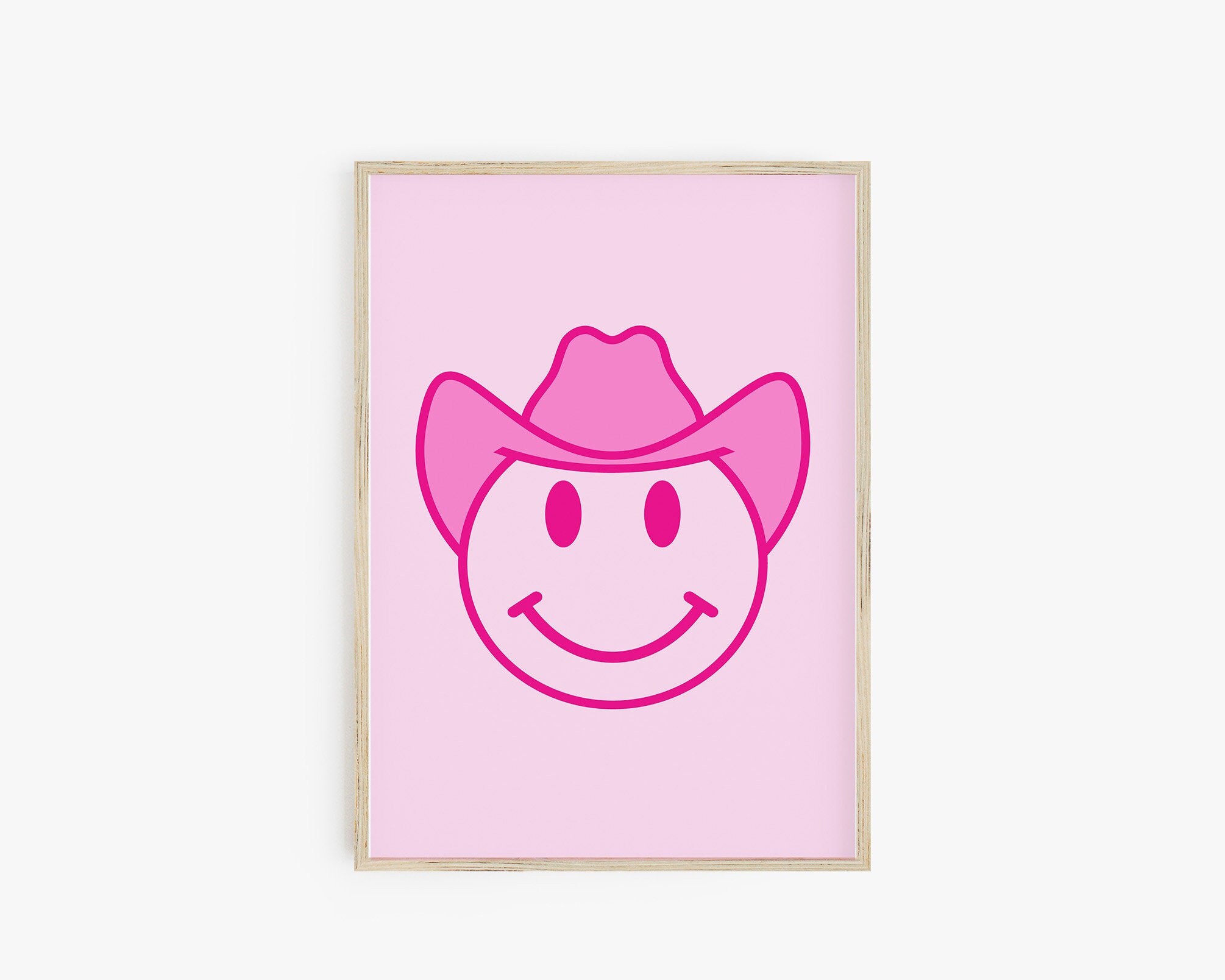 Pink Western Smiley Face Poster Print Hot Pink Smiley Face - Etsy