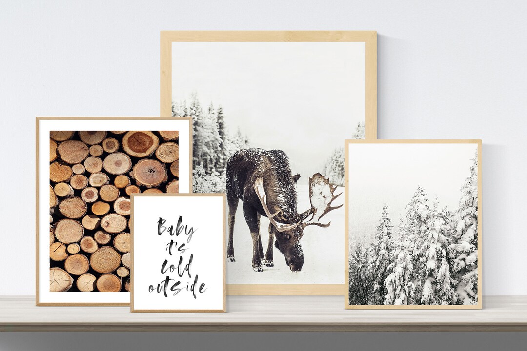 Winter Decor Set of 4 Prints Christmas Print Set Nordic Print Modern ...
