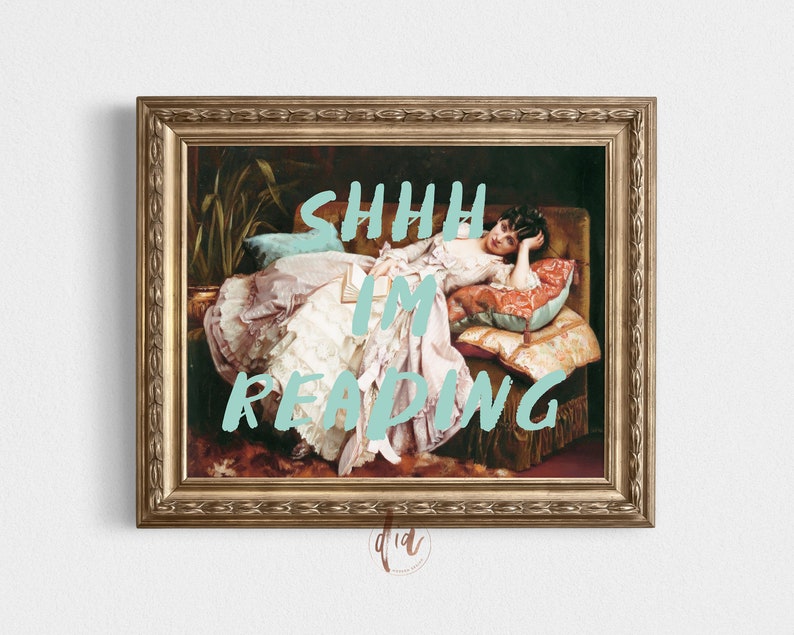 Shhh I'm Reading Altered Art Portrait Gallery Wall Print - Etsy