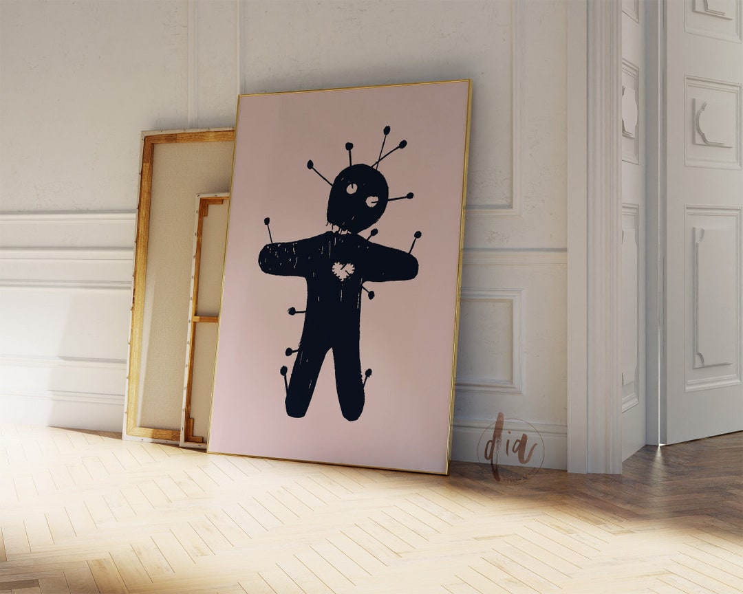 Pink Halloween Printable, Voodoo Doll Wall Art Print, Trendy Wall Art ...