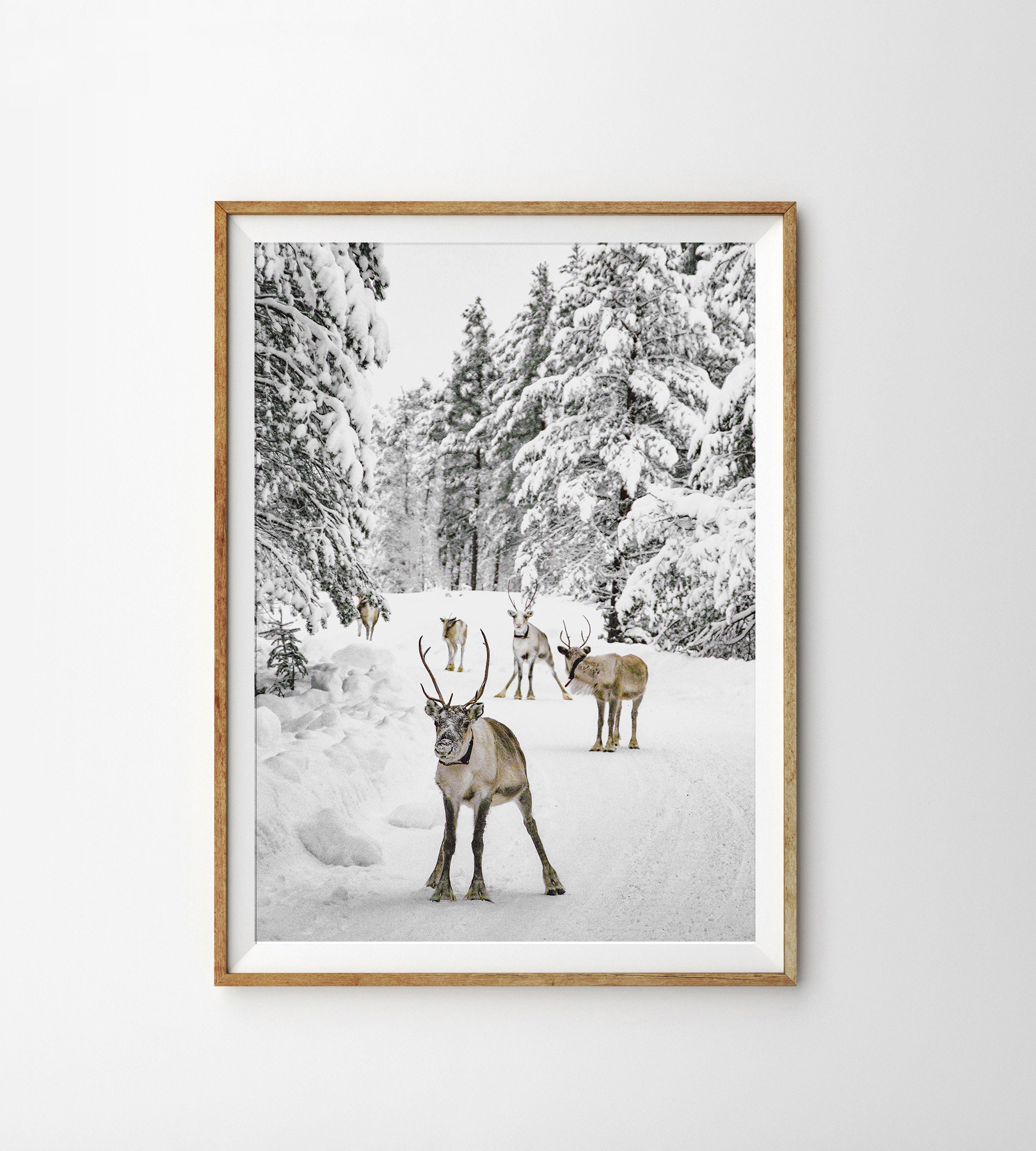 Reindeer Print Winter Wall Art Prints Nordic Christmas | Etsy