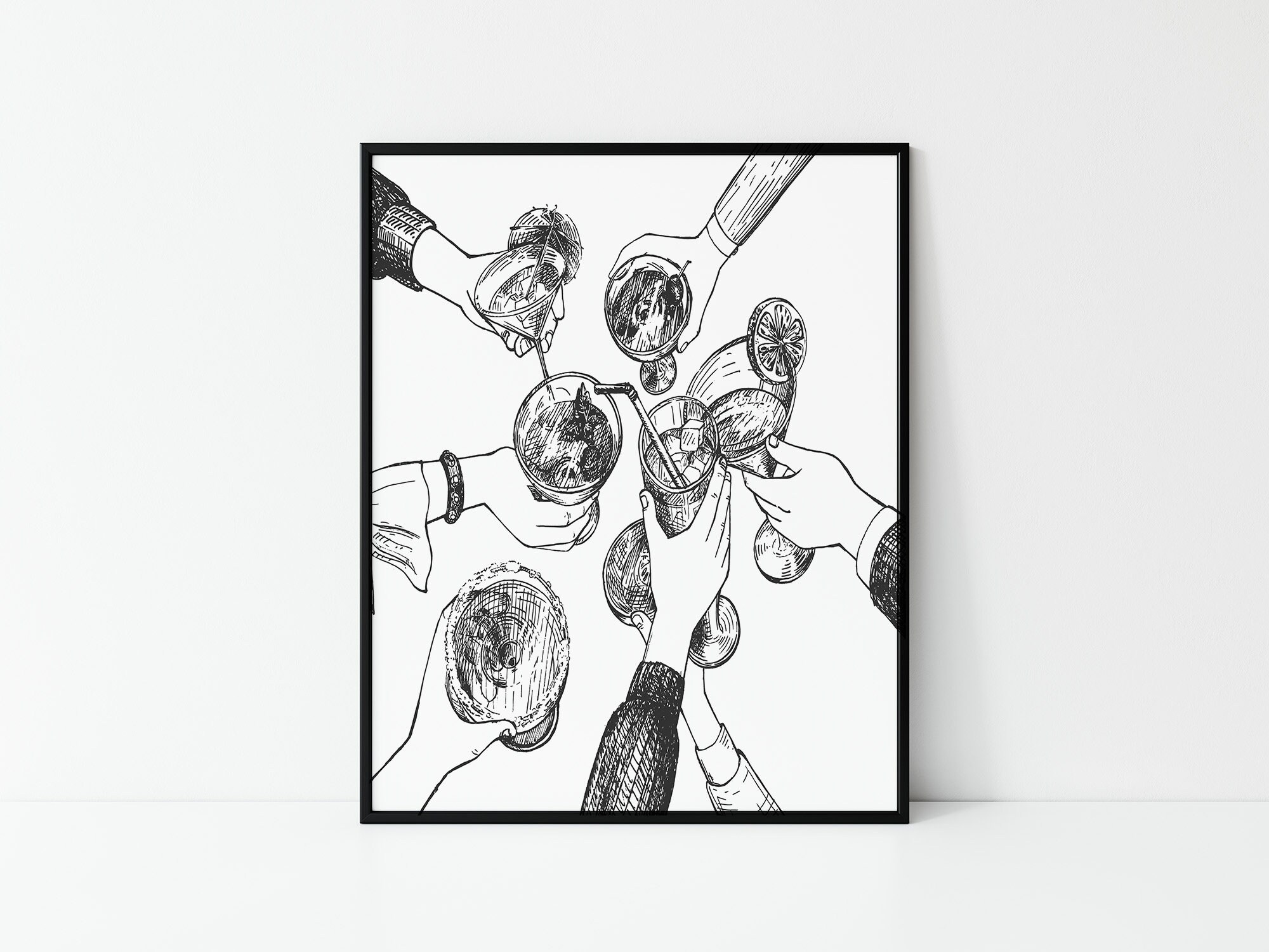 Cheers Printable Poster Set of 2 Cheers Sign Bar Cart Print | Etsy