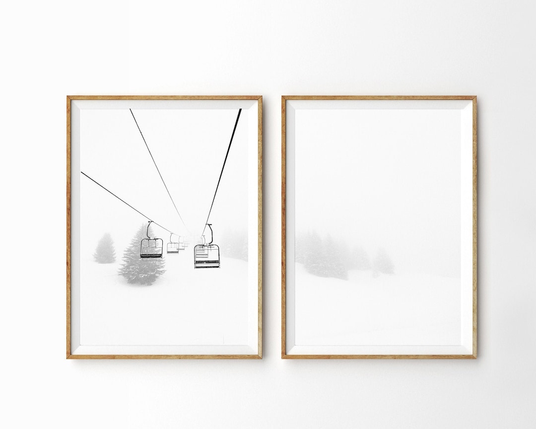 Winter Photography Set of 2 Prints Ski Lift Print Snow Covered ...
