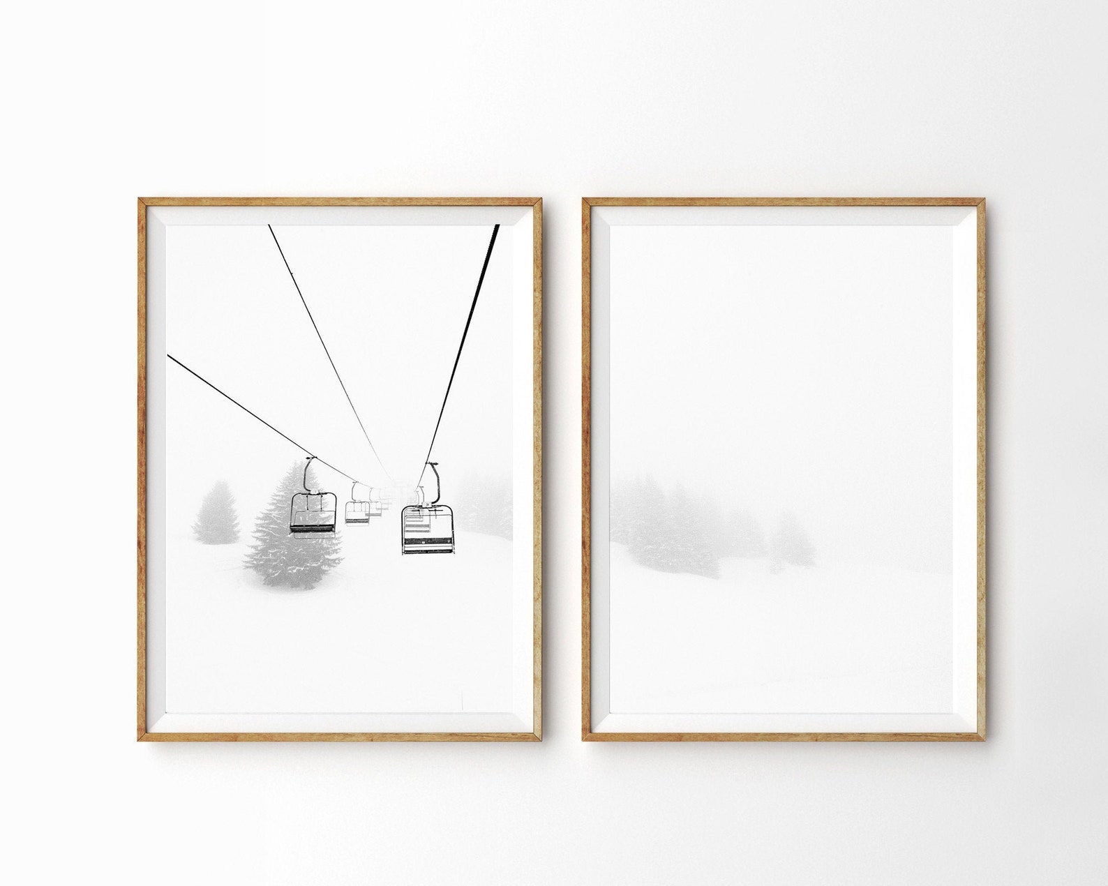Winter Photography Set of 2 Prints Ski Lift Print Snow Covered ...