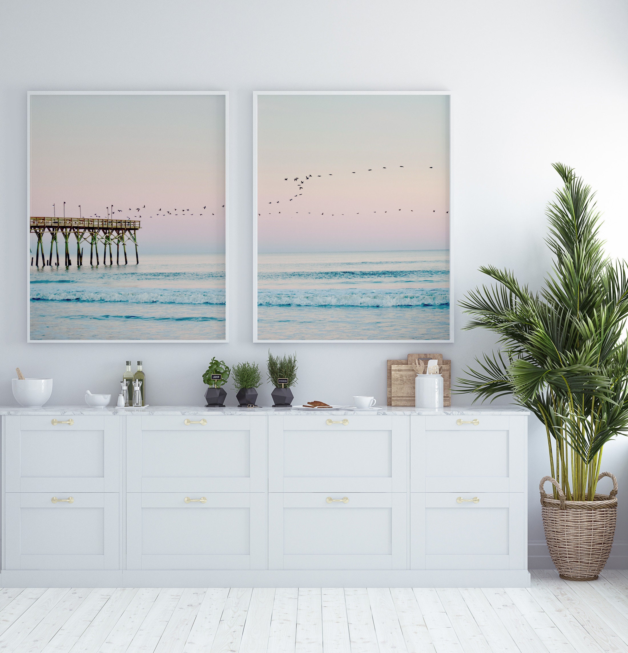 Set of 2 Ocean Prints Coastal Wall Art Prints Beach Decor Pastel Wall ...