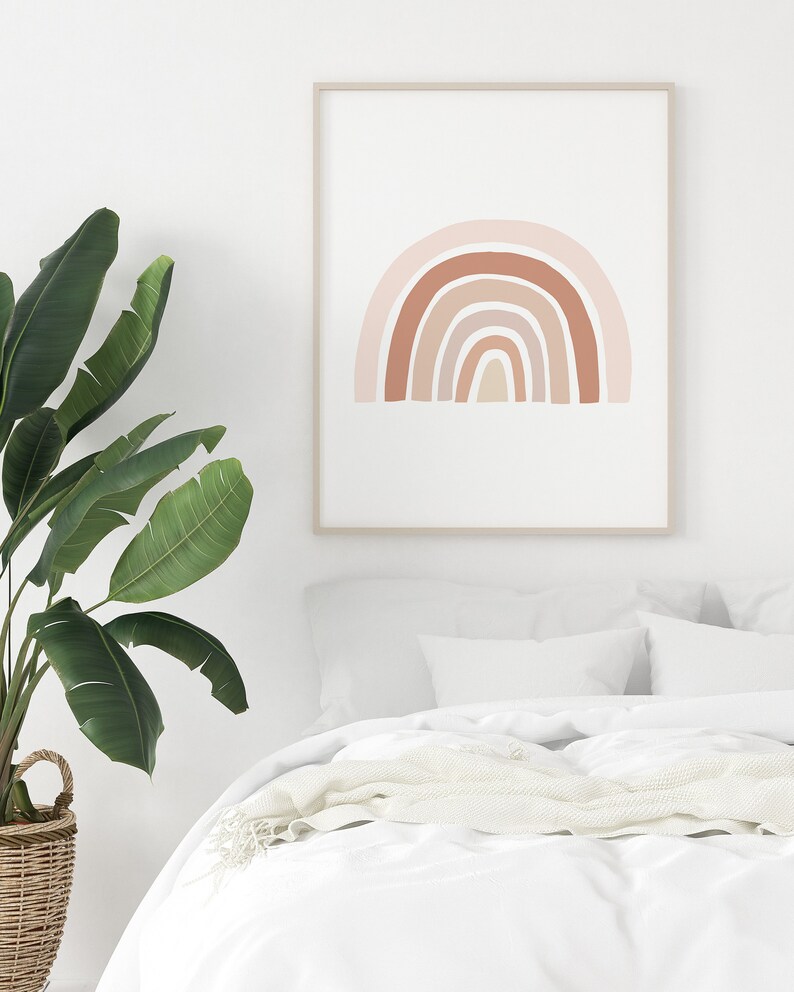 Neutral Rainbow Wall Art Print Boho Nursery Decor Gender Neutral Art ...