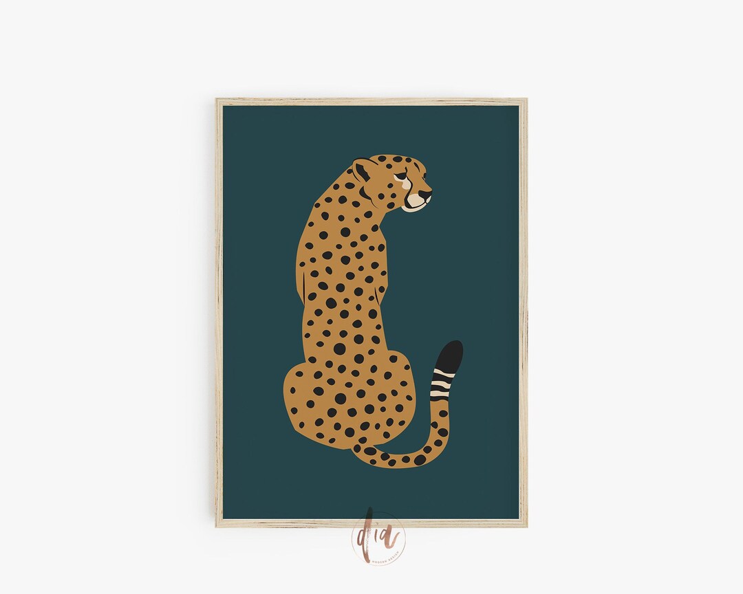 Teal Cheetah Wall Art, Leopard Print, Tiger Poster, Eclectic Gallery ...