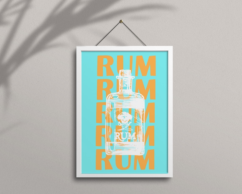 Rum Alcohol Print, Retro Cocktail Poster, Maximalist Decor, Trendy Wall ...