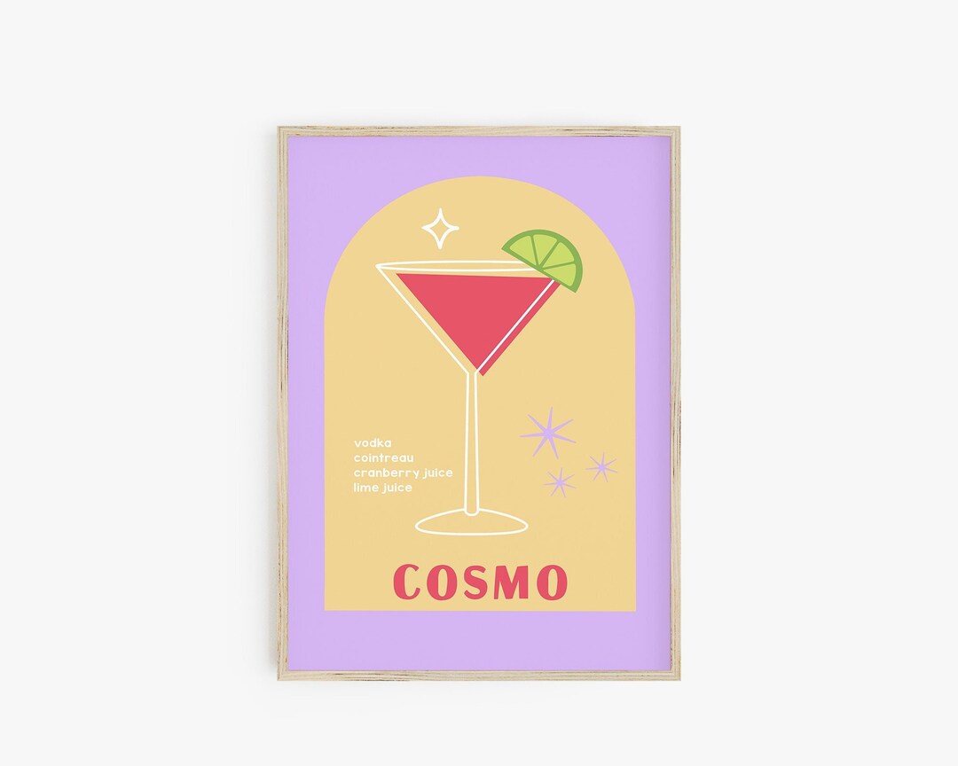Cosmo Cocktail Print, Cosmopolitan, Preppy Room Decor, Retro Cocktail ...