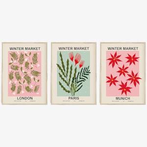 Retro Christmas Poster Bundle, Set of 12 Preppy Xmas Decor, Mid Century ...
