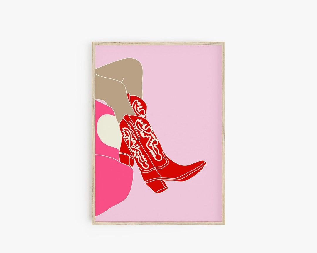 Pink Western Poster, Cowgirl Wall Art, Preppy Decor, Pink Red Wall Art ...
