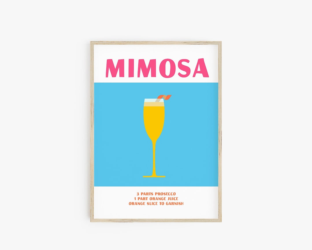 Mimosa Poster Print, Bar Cart Print, Cocktail Print, Preppy Room Decor ...