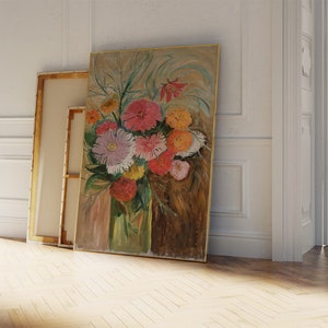 Vibrant Vintage Flowers, Bright Colorful Floral Painting, Flower ...