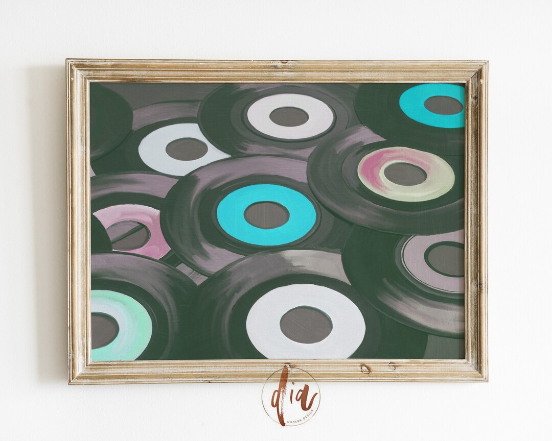 Retro Vinyl Record Print, Music Wall Art, Retro Painting, Gallery Wall ...