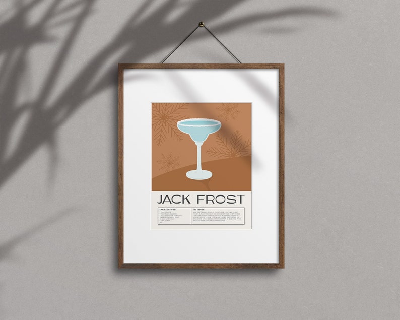 Cocktail Poster Set, Retro Holiday Cocktail Print Set of 6, Christmas ...