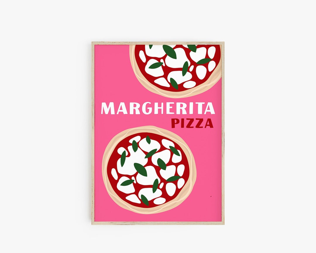 Pizza Poster, Preppy Room Decor, Hot Pink Maximalist Print, Retro Food ...