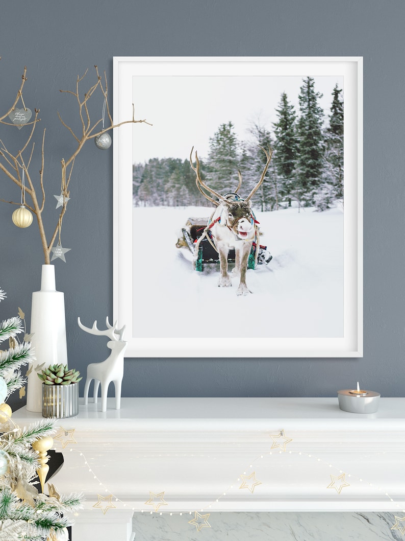 Reindeer Print Winter Decor Christmas Printable Art Nordic | Etsy