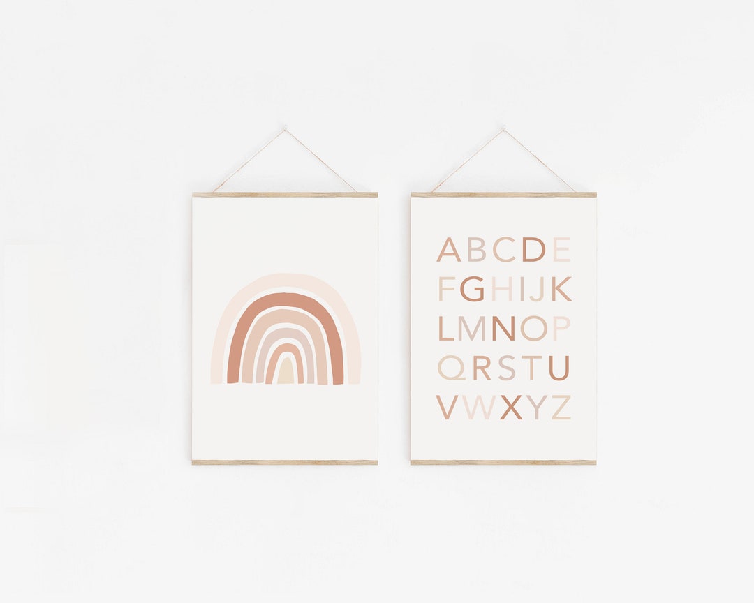 Neutral Nursery Print Set of 2 Rainbow Poster Modern Alphabet Print ...