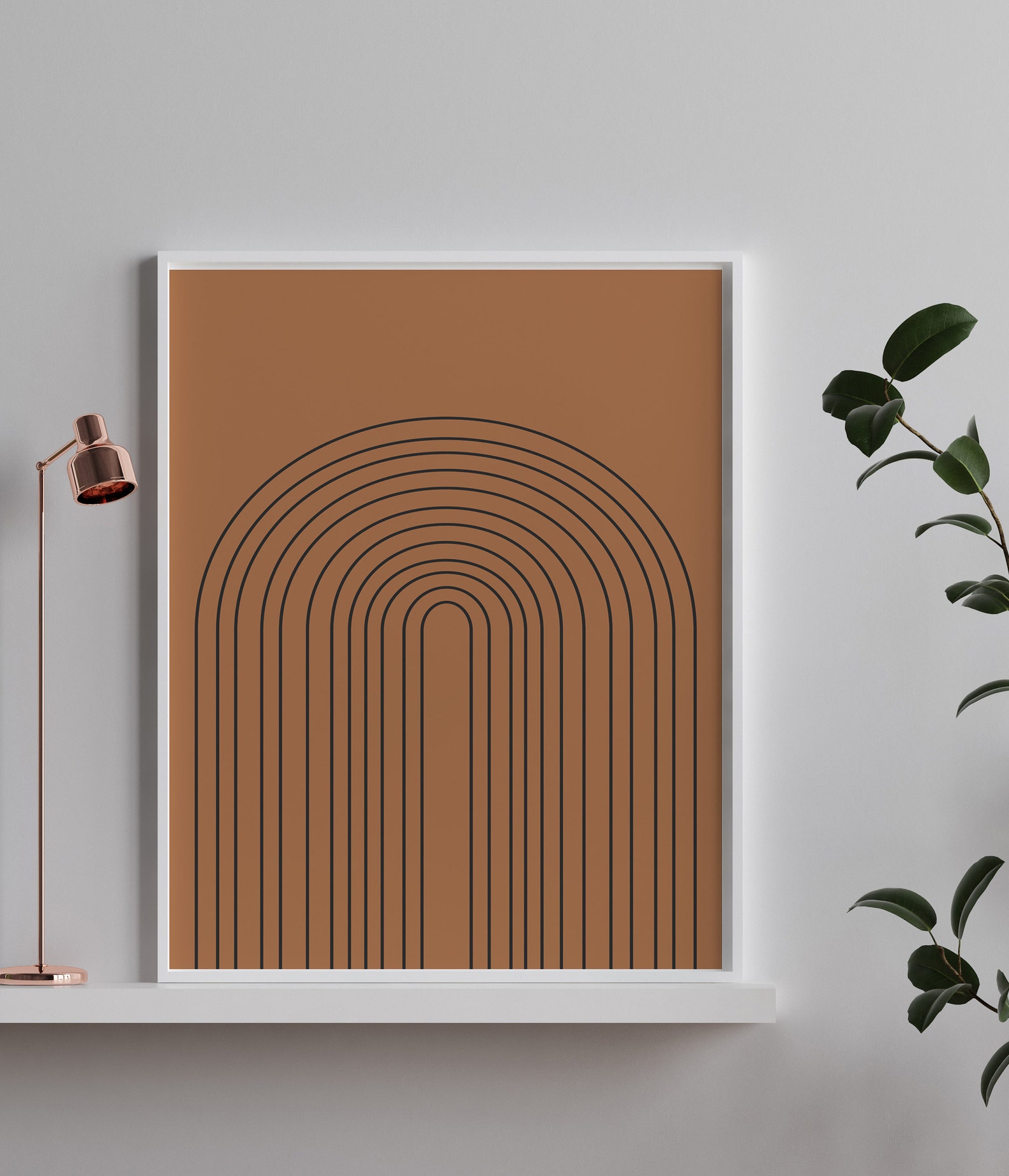 Terracotta Geometric Wall Art Prints Mid Century Modern Art Abstract ...