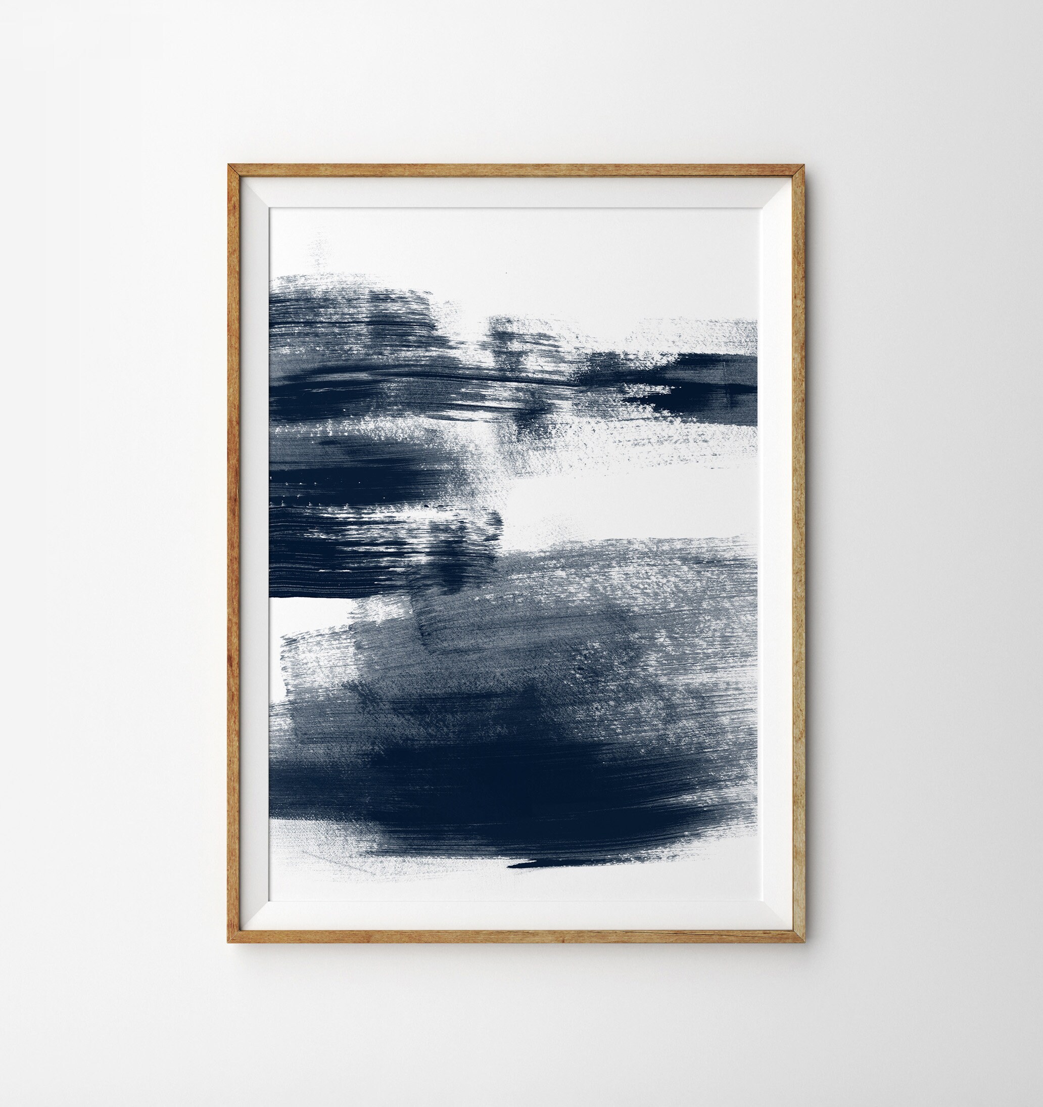Indigo Blue Abstract Wall Art Set of 2 Prints Navy Watercolor Print 2 ...
