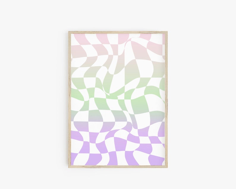 Retro Checker Print Checkboard Poster Y2K Poster Groovy | Etsy