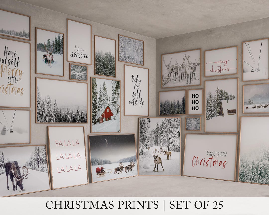 Christmas Prints, Printable Winter Wall Art Set, Holiday Decor, Modern ...
